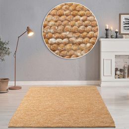 Theko Wollteppich &raquo;Alpen&laquo; rechteckig 12 mm H&ouml;he handgewebter Wendeteppich, meliert, reine Wolle, Wohnzimmer orange Schurwolle B : 190cm 1 Stk., 12mm, 