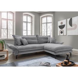 Home Affaire Ecksofa &raquo;Lazio modern und bequem, schmale Armlehnen, tolle Detailverarbeitung&laquo; Armlehnen verstellbar grau B/H/T: 255cm x 94cm x 180cm, 