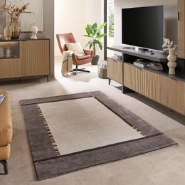 Theko Wollteppich &raquo;Skylight, handgekn&uuml;pft&laquo; rechteckig 21 mm H&ouml;he reine Schurwolle, mit Bord&uuml;re, Wohnzimmer braun Schurwolle B : 250cm 1 Stk., 21mm, L:
