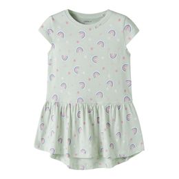 name it M&auml;dchen Jerseykleid "NMFVIGGA CAPSL DRESS F1 NOOS"pale aqua aop:rainbow, Gr. 128, bedruckt, Jersey, Obermaterial: 100% Baumwolle, Kleider,