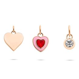 Tamaris Anh&auml;nger Set &raquo;Schmuck Geschenk 3er Anh&auml;nger Bundle, Herzen&laquo; Set, 3 tlg. tlg. mit Glasstein und Emaille Edelstahl, 4,9 g