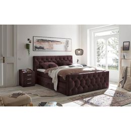 ED EXCITING DESIGN Boxspringbett &raquo;"Cashfield", inkl. zwei Bettk&auml;sten & Topper&laquo; erh&auml;ltlich in den Gr&ouml;&szlig;en 160x200cm und 180x200cm lila 100% Polyester 