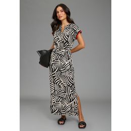 Laura Scott Damen Midikleid "aus weicher Stretchware", schwarz-wei&szlig;, Gr. 34, gemustert, Jersey, Obermaterial: 95% Viskose, 5% Elasthan, Kleider,