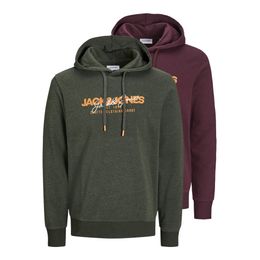 Jack & Jones JACK & JONES Sweatshirt 'JJAlvis' male size XS mottled green / Dark orange / Wine red / White