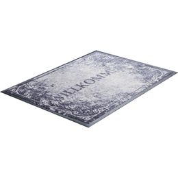 Grund Fu&szlig;matte &raquo;Willkommen&laquo; rechteckig 8 mm H&ouml;he Schmutzfangmatte, mit Spruch, In- und Outdoor geeignet, waschbar grau Kunstfaser B : 50cm 1 Stk., 8mm, L: 