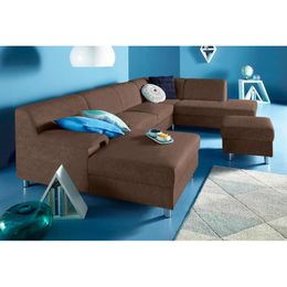 Home Affaire Wohnlandschaft &raquo;Jamie, zeitloses Design, fester Sitzkomfort, viel Platz, U-Form&laquo; wahlweise mit Bettfunktion braun B/H/T: 308cm x 72cm x 