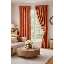 Weckbrodt-Gardinen Vorhang &raquo;Modena&laquo; Kr&auml;uselband 1 Stk. tlg. Dekoschal, blickdicht, Jacquard-Muster, Universalschienenband, Gardine orange Polyester 175cm, Kr&auml;uselband, 