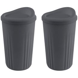 APS Becher &raquo;TO GO&laquo; &Oslash; 8,5 cm, Inhalt 400 ml, 2-teilig grau Kunststoff &Oslash; 8,5cm x 13,5cm, 400ml