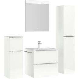 Nobilia Badm&ouml;bel-Set &raquo;Levere&laquo; vormontiert, mit Soft-Close, 4 Stk. tlg. wei&szlig; B/H/T: 140cmcm x 169cmcm x 48,7cmcm, Griffe chrom
