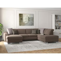Sit & More sit&more Wohnlandschaft &raquo;Dundee U-Form&laquo; mit Federkern und Edelstahlf&uuml;&szlig;en, wahlweise mit Kopfteilverstellung grau B/H/T: 338cm x 86cm x 219cm, Luxus-