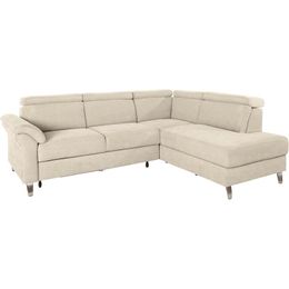 Sit & More sit&more Ecksofa &raquo;Arngast L-Form&laquo; inklusive Kopfteilverstellung und Federkern beige B/H/T: 245cm x 84cm x 194cm, Struktur weich, Ottomane rechts,mit 