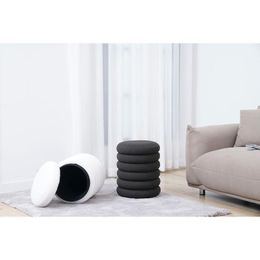 Salesfever Polsterhocker &raquo;Komfortabler Hocker mit Stil&laquo; Praktischer Stauraum in elegantem Design wei&szlig; Boucl&eacute; Stoff (100% Polyester) B/H/T: 38cm x 45cm
