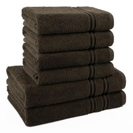 HAMMETEX Handtuch Set &raquo;6-teiliges Handtuch Set, 100% Baumwolle, Weich & Saugstark&laquo; Set 6 Stk. Frottier mit Bord&uuml;re, einfarbig, weich braun Frottier, 
