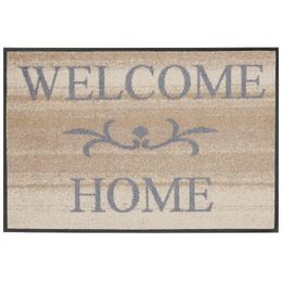 wash+dry by Kleen-Tex Fu&szlig;matte &raquo;Welcome Home&laquo; rechteckig 7 mm H&ouml;he Schmutzfangmatte, mit Spruch, In- und Outdoor geeignet, waschbar beige Kunstfaser B