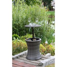 Garden Pleasure Gartentisch &raquo;MUMBAI&laquo; mit Getr&auml;nkek&uuml;hler grau 8 mm flaches Kunststoffgeflecht;Stahl B/H/T: 85cm