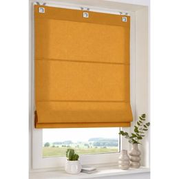 Kutti Raffrollo &raquo;Duck in 6 Farben&laquo; mit Hakenaufh&auml;ngung ohne Bohren freih&auml;ngend modernes &Ouml;sen-Design, 100% Baumwolle, blickdicht orange 140cm, 