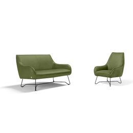 Egoitaliano Polstergarnitur &raquo;Namy, Designobjekt mit hohem Sitzkomfort und toller Detailverarbeitung&laquo; Set aus 2-Sitzer und Sessel, edles Metallgestell gr&uuml;n Luxus-