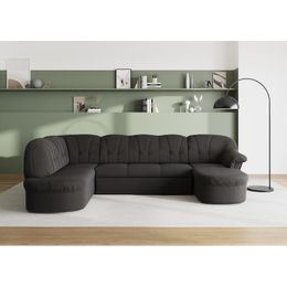 DOMO collection Wohnlandschaft &raquo;Pegnitz, zeitlos&modern, elegante R&uuml;ckensteppung, Breite 292cm, U-Form&laquo; wahlweise mit Bettfunktion braun 92% Polyester
