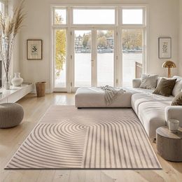 the carpet Teppich &raquo;Knight&laquo; rechteckig 12 mm H&ouml;he moderner Wohnzimmer Teppich elegant gl&auml;nzender Flor beige Polyester B : 140cm 1 Stk., 12mm, L: 200cm