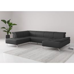 OTTO home Wohnlandschaft &raquo;Caluna&laquo; Inkl.Sitztiefenverstellung, wahlweise mit Kopf- und Armteilverstellung schwarz B/H/T: 334cm x 81cm x 235cm, 