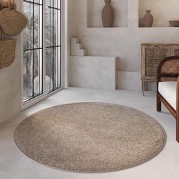 Wecon home Basics Hochflor-Teppich &raquo;Nova&laquo; rund 25 mm H&ouml;he Shaggy, gewebt, robust, Wohnzimmer, Schlafzimmer beige Polyester B : 120cm 1 Stk., 25mm, L: 