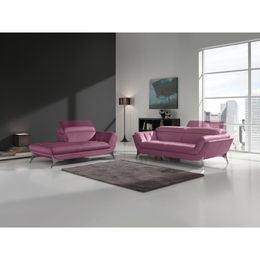 Egoitaliano Polstergarnitur &raquo;Sueli&laquo; Set, bestehend aus Sofa und Recamiere, Kopfteilverstellung, Bezug Leder rot Leder &raquo;NUVOLE&laquo; (Echtes Rindsleder). 