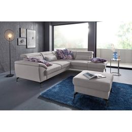 Sit & More sit&more Ecksofa &raquo;Percy L-Form&laquo; 15 cm Fu&szlig;h&ouml;he, Sitztiefenverstellung, wahlweise in 2 Fu&szlig;farben grau B/H/T: 270cm x 80cm x 235cm, Feinstruktur, 