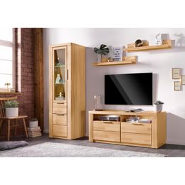 OTTO home Wohnwand &raquo;Zara&laquo; Set, 4 Stk. tlg. beige Holzwerkstoff Holzwerkstoff Kernbuchefarben (Korpus)/ Massivholz Kernbuche (Front)