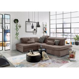 set one by Musterring Ecksofa &raquo;SO 4100 mit komfortablen Federkern und Kopfteilverstellung,&laquo; N-Gr grau B/H/T: 291cm x 80cm x 226cm, Luxus-Microfaser 