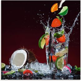 Artland Glasbild &raquo;Frischer Fruchtcocktail II&laquo; Getr&auml;nke 1 Stk. tlg. in verschiedenen Gr&ouml;&szlig;en bunt B/H/T: 30cm x 30cm, Glasbild Getr&auml;nke, 1 Stk.