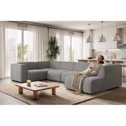 OTTO home Wohnlandschaft &raquo;Merid U-Form, B: 367 cm&laquo; jederzeit durch Module erweiterbar grau Struktur fein (100% Polyester);Samtoptik (100% Polyester);
