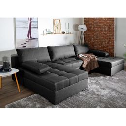 Collection AB Wohnlandschaft &raquo;Josy U-Form, B: 307 cm&laquo; Schlaffunktion & Bettkasten, Federkern grau 100%Polyester B/H/T: 307cm x 41cm x 161cm, 