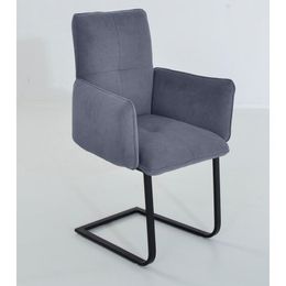 K+w Komfort & Wohnen K+W Komfort & Wohnen Freischwinger &raquo;6502&laquo; () Freischwinger mit Armlehnen, Flachstahlkufe in schwarz blau B/H/T: 61cm x 90cm x 62cm, Aqua Clean