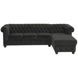 Home Affaire Chesterfield-Sofa &raquo;New Castle L-Form&laquo; hochwertige Knopfheftung in Chesterfield-Design, B/T/H: 255(171/72) grau B/H/T: 255cm x 72cm x 