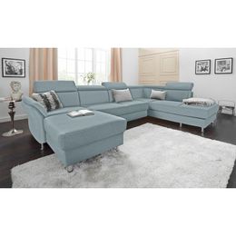Sit & More sit&more Wohnlandschaft &raquo;Avignon U-Form&laquo; optional Schlaffunktion & Stauraum, inklusive Kopfteilverstellung blau Flachgewebe (90% Polyester, 10% 