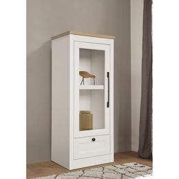 OTTO home Vitrine &raquo;Ismund&laquo; aus MDF, mit Holz-Zierleiste, schwarzem Metallgriff, H&ouml;he 121 cm transparent Holzwerkstoff wei&szlig;, B/H/T: 49cm x 121cm x 39cm