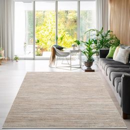 Gino Falcone Teppich &raquo;Corduletta UNI&laquo; rechteckig 10 mm H&ouml;he Kurzflor, meliert, moderne Cord Struktur, mit Fransen beige Polypropylen B : 80cm 1 Stk., 10mm, L: 