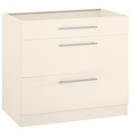 Wiho-K&uuml;chen wiho K&uuml;chen Unterschrank &raquo;Flexi2, Breite 90 cm, Soft-Close Funktion&laquo; 1 Schubkasten, 2 Ausz&uuml;ge beige B/H/T: 90cm x 82cm x 57cm
