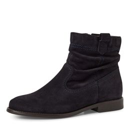 Tamaris Damen Stiefelette Blockabsatz, Boots mit Falten im slouchy Look blau 36