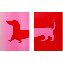 KARE Bild mit Rahmen &raquo;Gerahmtes Bild Dog Frankie (2/Set)&laquo; pink B/H/T: 30cm x 40cm x 3cm