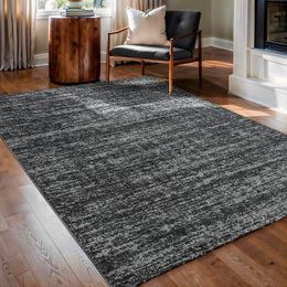Sanat Teppich &raquo;Oslo, auch als L&auml;ufer und in Rund&laquo; rechteckig 10 mm H&ouml;he meliert robuster Kurzflor, Wohnzimmer, Schlafzimmer, auch als L&auml;ufer schwarz 