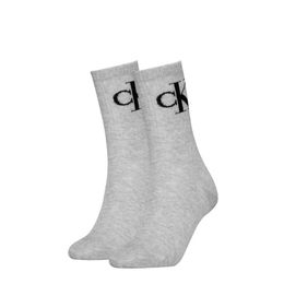 Calvin Klein Jeans Damen Socken &raquo;CKJ WOMEN SOCK 2P MONOGRAM&laquo; 2 Paar, 2 Stk. tlg. mit extra breitem B&uuml;ndchen, Cotton-Mix, elastisch grau 39-42