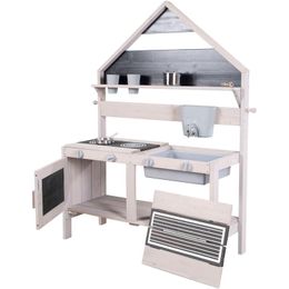 Roba Outdoor-Spielk&uuml;che &raquo;Matschk&uuml;che in Haus-Optik, grau lasiert, aus Holz&laquo; grau Holz Einheitsgr&ouml;&szlig;e