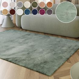Esprit Hochflor-Teppich &raquo;Alice ESP-4377, Kunstfell&laquo; rechteckig 25 mm H&ouml;he Kaninchenfell-Haptik, besonders weich und dicht, f&uuml;r alle R&auml;ume blau Kunstfaser B :