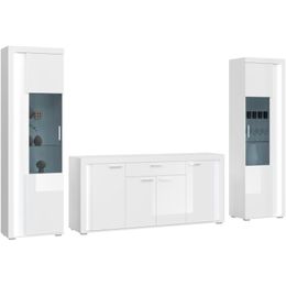 Home Affaire Wohnwand &raquo;Viborg, 3-teiliges Set, inkl. vertikaler Frontbeleuchtung, best. aus:&laquo; 3 Stk. tlg. wei&szlig; B/H/T: 332cmcm x 202cmcm x 42cmcm