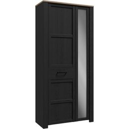 FORTE Garderobenschrank &raquo;Garderobenschrank, H&ouml;he 205,4cm, Spiegel, Soft Close, Push to Open&laquo; B/H/T 94,4/205,4/42 cm schwarz Riviera Eiche / Cabezone 