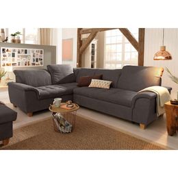 Home Affaire Ecksofa &raquo;Lyla fester Sitzkomfort, bequeme Armlehnen, Breite 275cm, L-Form&laquo; wahlweise mit R&uuml;ckenfunktion und Bettfunktion braun Luxus-
