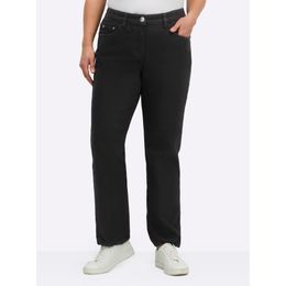 sheego Damen Thermohose, schwarz, Gr. 50, unifarben, 66% Baumwolle, 32% Polyester, 2% Elasthan, Hosen