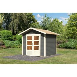 Karibu Gartenhaus &raquo;Talkau 3 aus lackiertem Fichtenholz&laquo; Grundfl&auml;che: 8,4m&sup2;, Made in Germany grau Holzwerkstoff ohne Fu&szlig;boden, ohne Dacheindeckung
