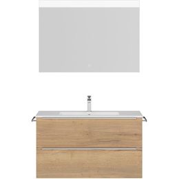 Nobilia Badm&ouml;bel-Set &raquo;Levere&laquo; vormontiert, mit Soft-Close, 2 Stk. tlg. braun B/H/T: 101cmcm x 169cmcm x 48,7cmcm, Griffe chrom